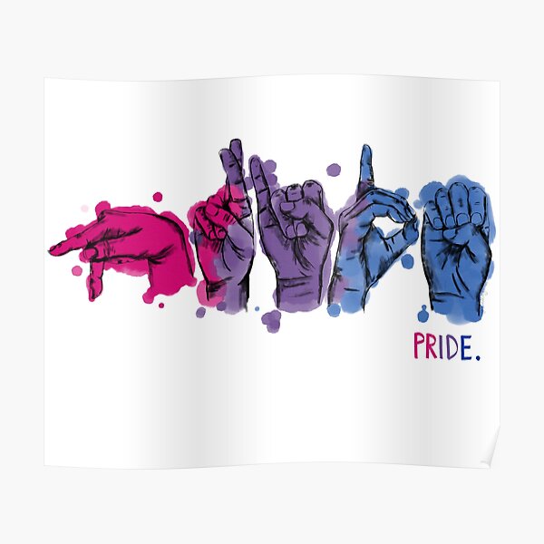 "Bisexual Pride in ASL" Poster for Sale by anniemgo | Redbubble