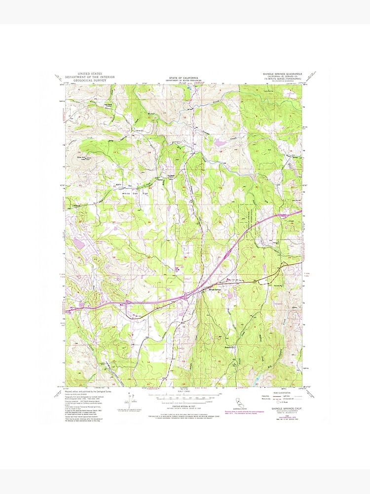 "Shingle Springs, CA from 1949 Vintage Map - High Quality" Poster by ...
