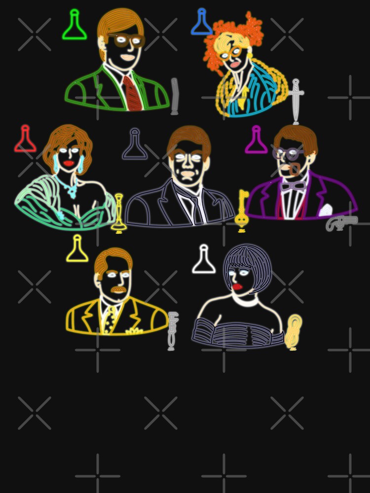 "Clue Characters - Neon Portraits" T-shirt for Sale by SpectreSparkC ...