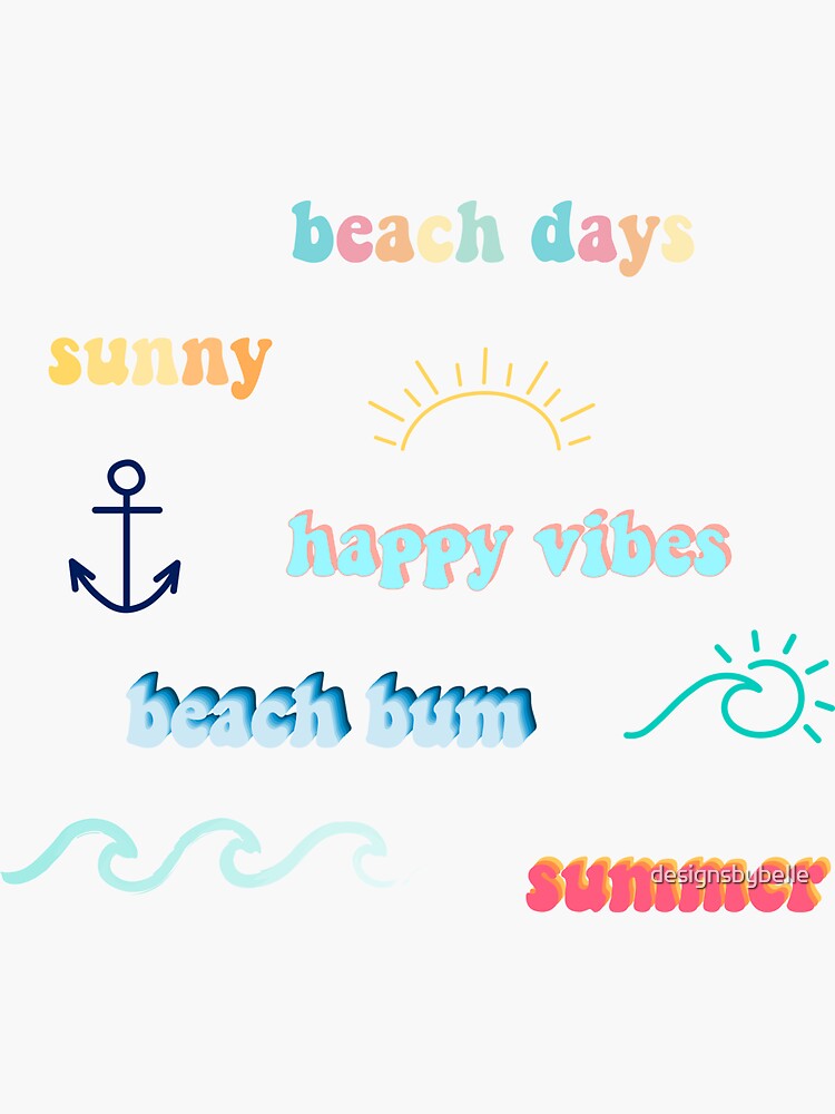 "Beachy Summer Sticker Pack" Sticker by designsbybelle | Redbubble