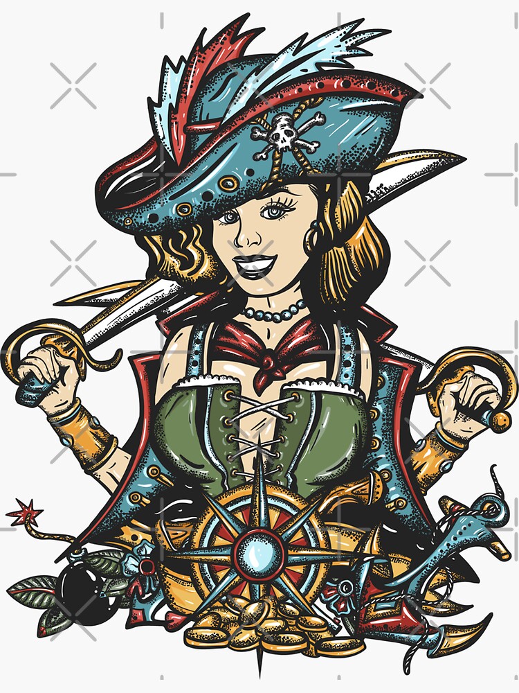 "Pirate girl." Sticker for Sale by intueri | Redbubble