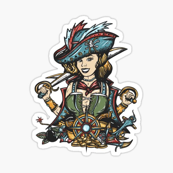"Pirate girl." Sticker for Sale by intueri | Redbubble