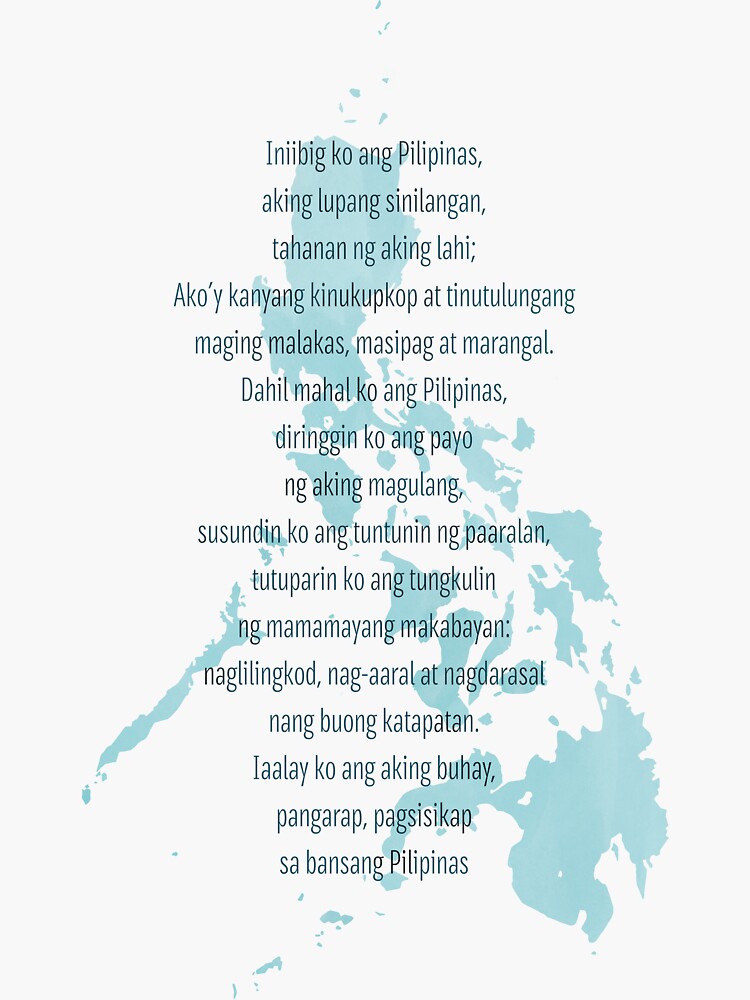 "Panatang Makabayan: Iniibig Ko Ang Pilipinas" Sticker for Sale by ...