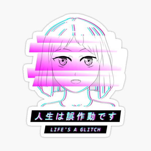 "Anime Sad Girl Japanese Kanji Life's a Glitch" Sticker by ...
