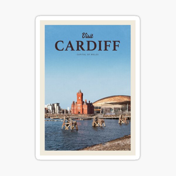"Visit Cardiff" Sticker for Sale by CallumGardiner | Redbubble