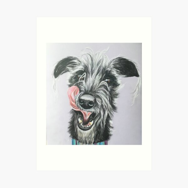"Cheeky scruffy Lurcher" Art Print by Merlinsmates | Redbubble
