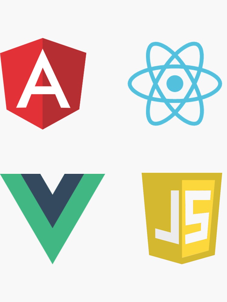 Javascript Frameworks Angular React Vue Sticker By Skillers3 Redbubble