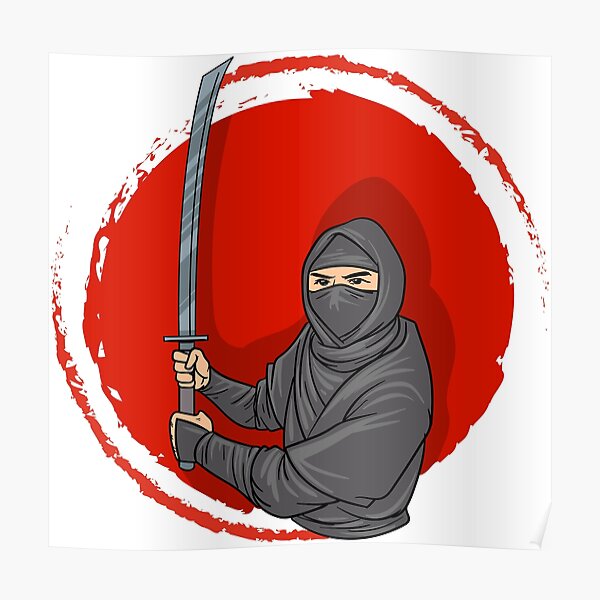 "Hand drawn black ninja character with sword" Poster for Sale by ...