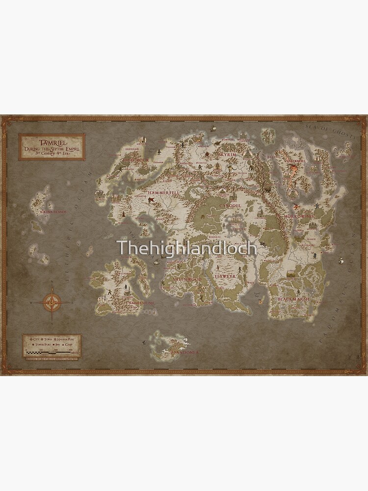 Elder Scrolls The World of Tamriel during the the 4th Era - Giclee Map ...