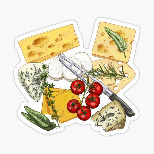 "Assorted Type of Cheeses Collection" Sticker by NiftyTrinket | Redbubble