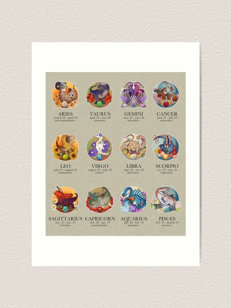 "Dinosaur Astrology Chart" Art Print for Sale by barbalarga | Redbubble