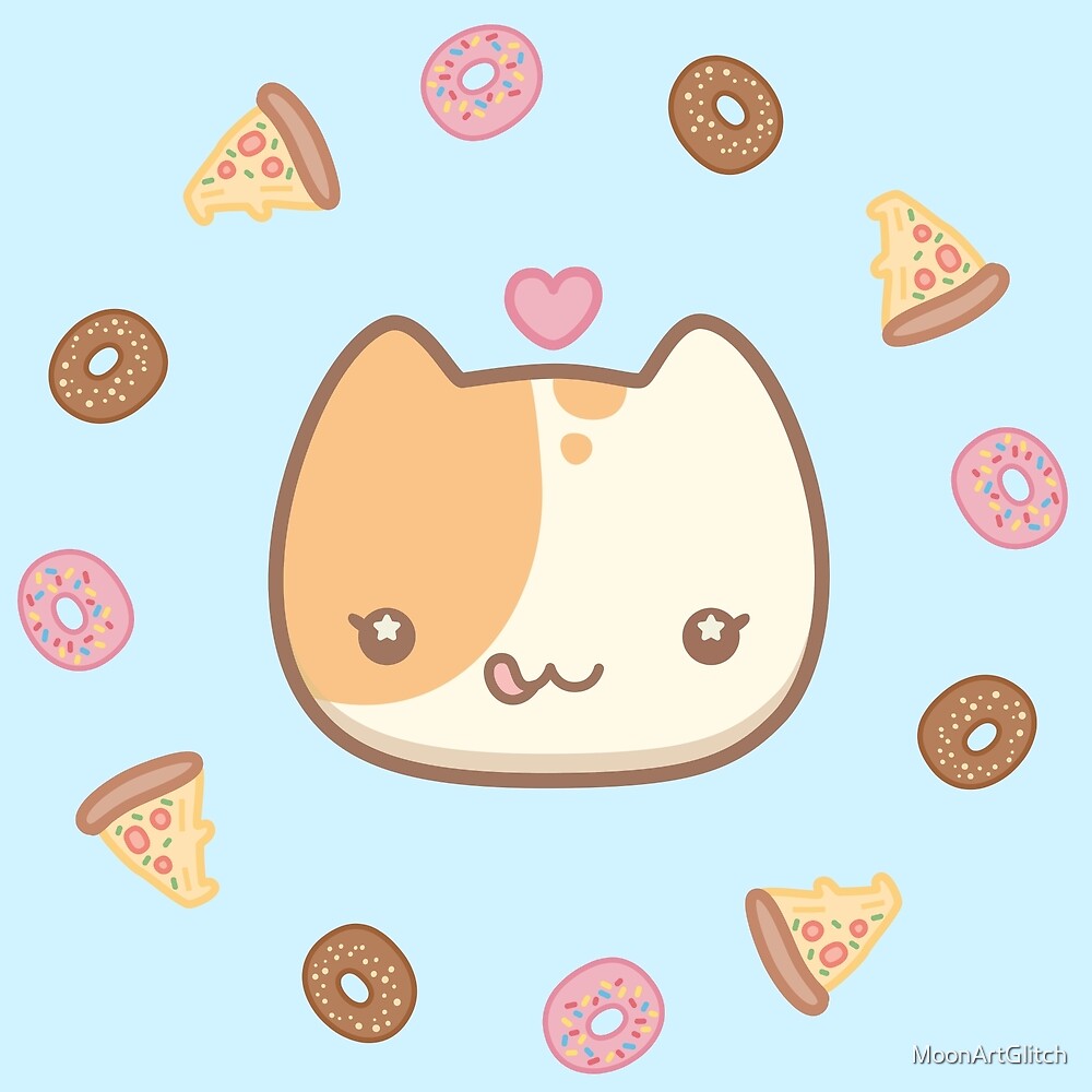 "Lala the cute cat - Pizza and donuts" by komorebistars | Redbubble