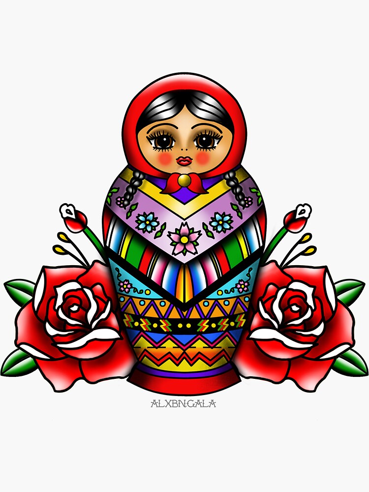"Vectorized Mexican Matryoshka 2" Sticker by alxbngala | Redbubble