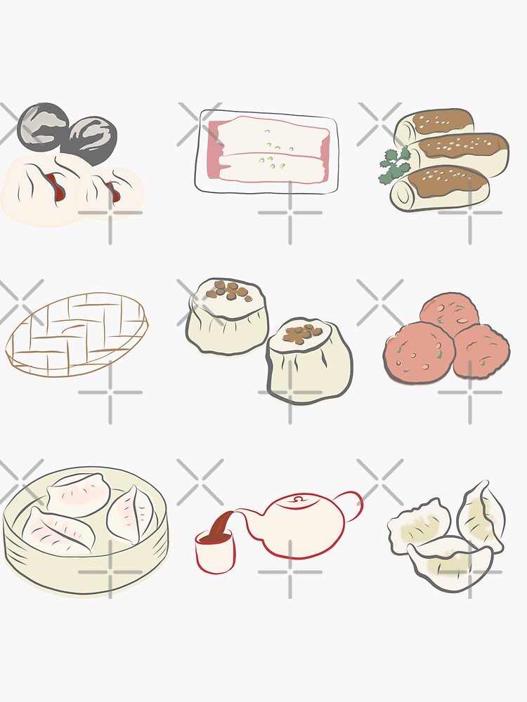 "Dim Sum Pastel Color on White Background " Sticker for Sale by angel ...
