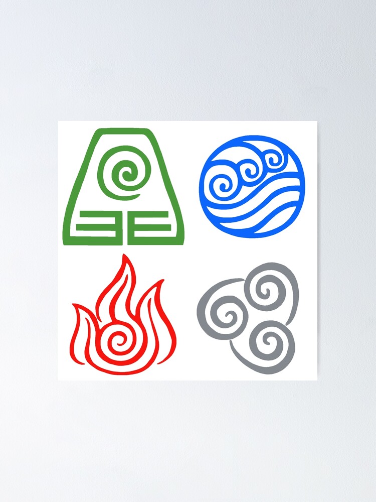 "Avatar the Last Airbender Four Elements Symbols" Poster for Sale by ...