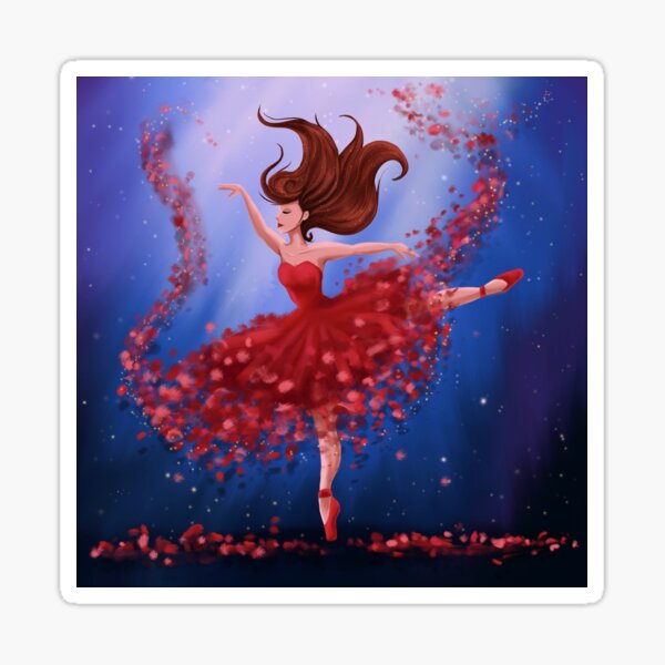 "Tiny Red Dancer" Sticker by TigerlilyG | Redbubble