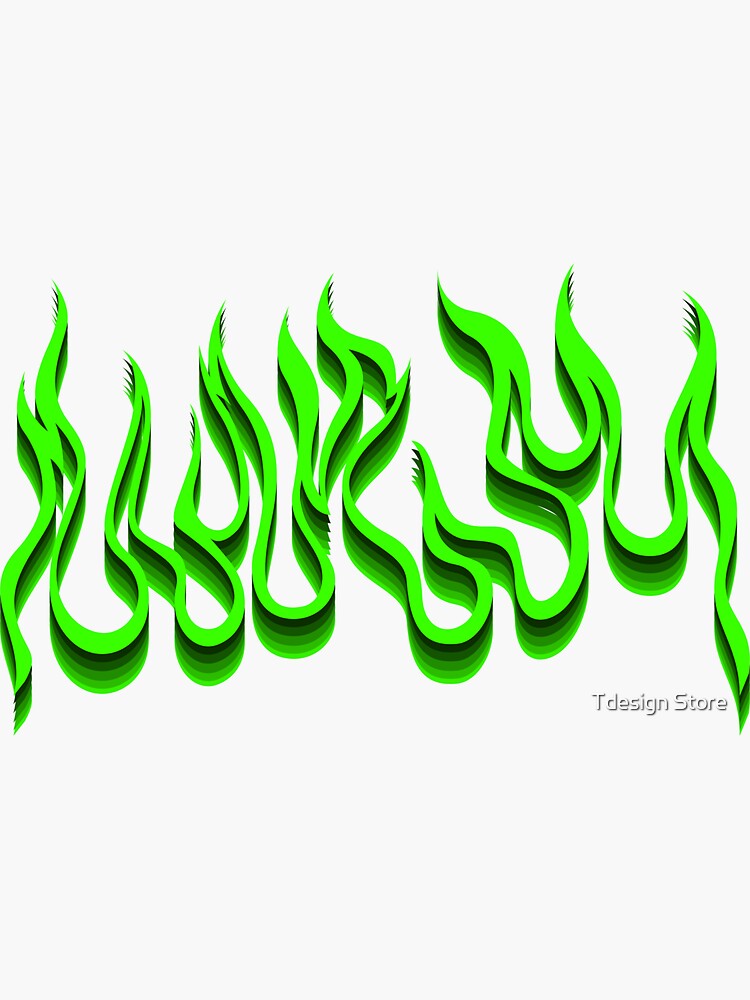 "3D Green Flames" Sticker for Sale by oliverhowells | Redbubble