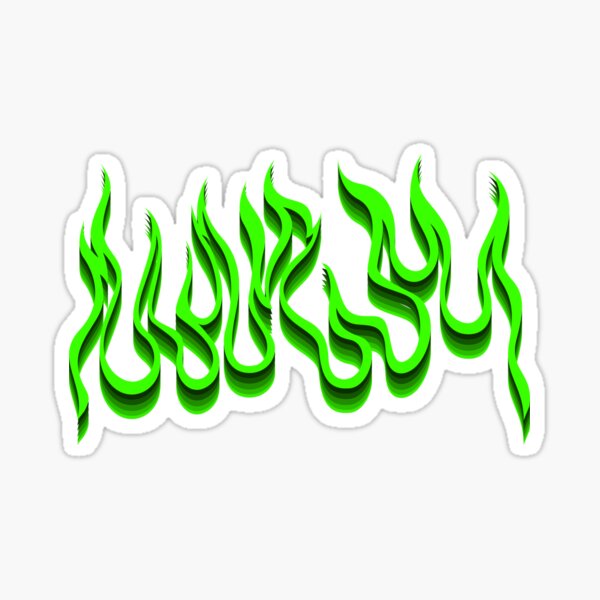 "3D Green Flames" Sticker for Sale by oliverhowells | Redbubble