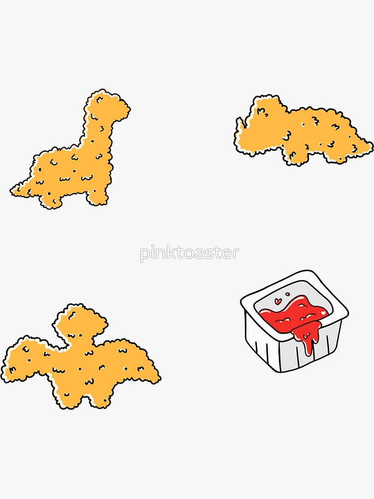 "3 Piece Dino Chicken Nuggets " Sticker for Sale by pinktoaster | Redbubble