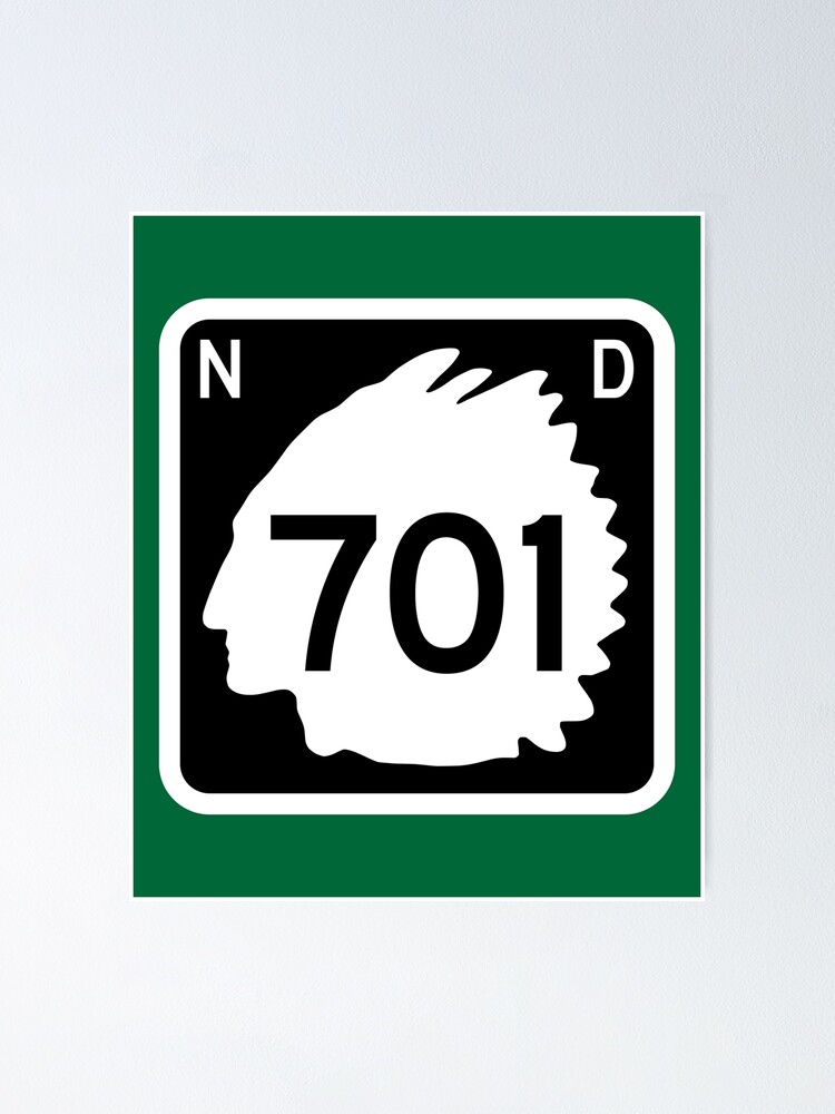 Póster «Ruta estatal de Dakota del Norte 701 - (Código de área 701 ...