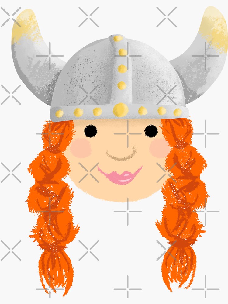 "Cute Viking Warrior Princess" Sticker by VicEllisArt | Redbubble