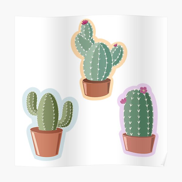 "Three Cacti Sticker " Poster for Sale by mgjournals | Redbubble