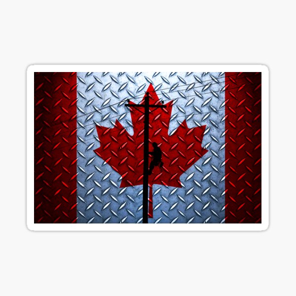 "Lineman with Canadian Flag" Sticker for Sale by kenmacune | Redbubble