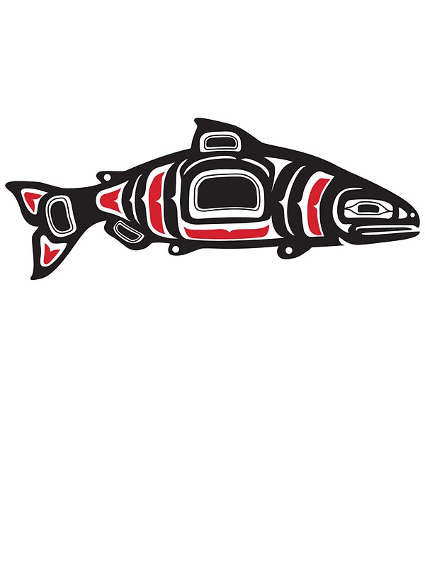 "Totem Salmon" Stickers by lucadude | Redbubble