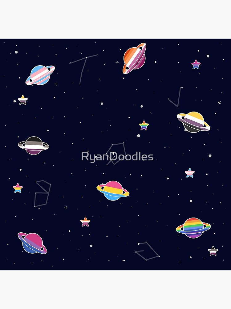 "LGBTQ Pride Planets & Stars in Space Pattern" Photographic Print by ...