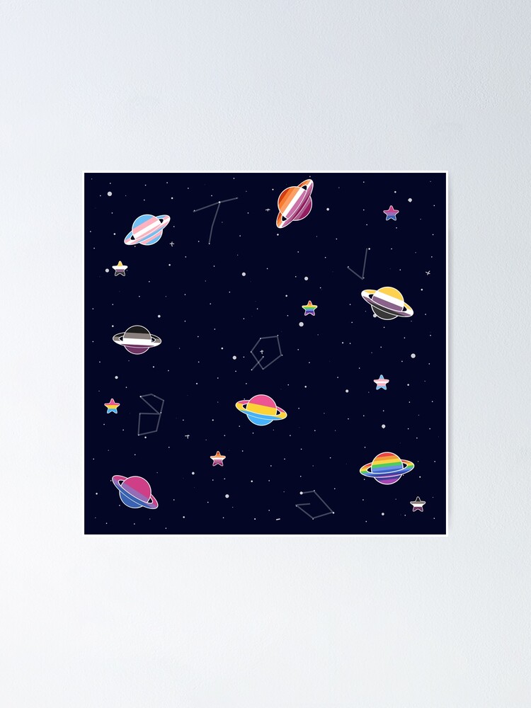 "LGBTQ Pride Planets & Stars in Space Pattern" Poster by RyanDoodles ...