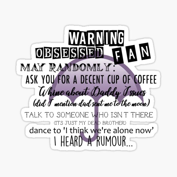 "Warning Obsessed Fan: The Umbrella Academy" Sticker for Sale by ...