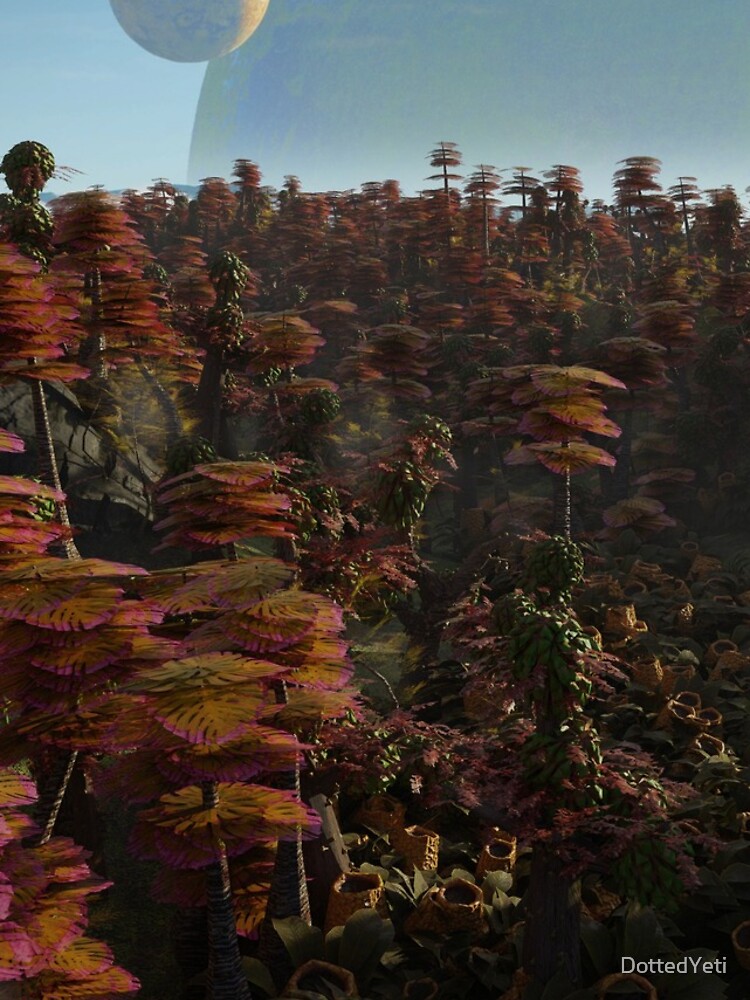 "alien planet landscape, beautiful exotic forest on a distant world ...