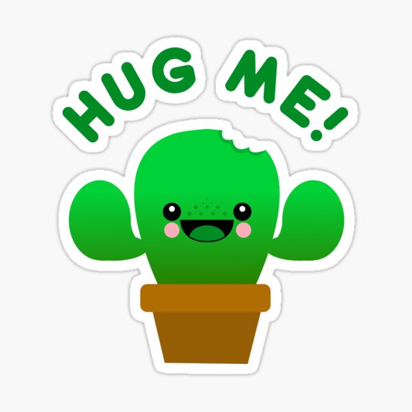 "CUTE MEXICAN NOPAL KAWAII "HUG ME" CACTUS" Sticker for Sale by ...