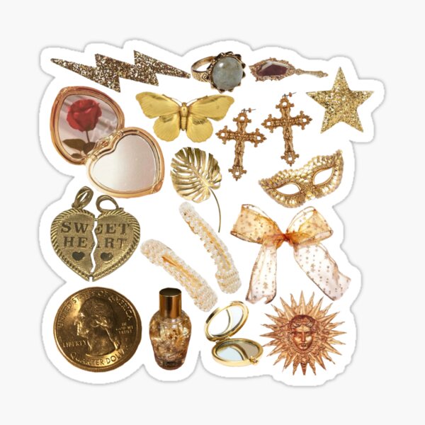 "gold aesthetic sticker pack" Sticker for Sale by PascalesStuff | Redbubble