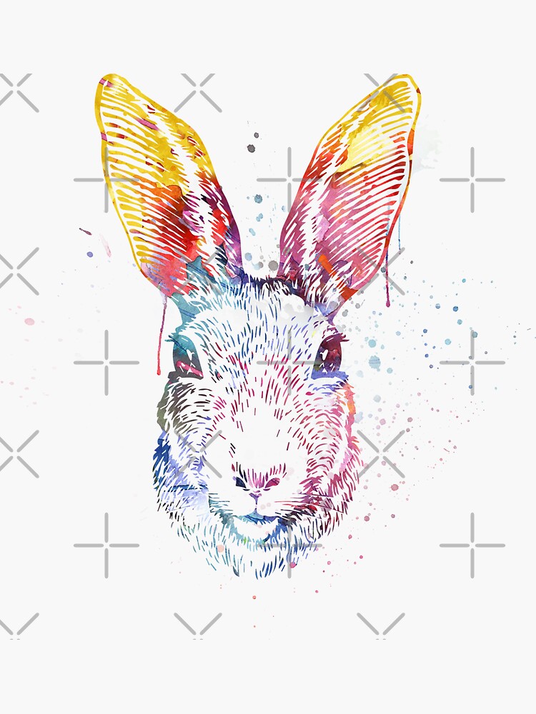 Pegatina «Conejo Sabio Conejo Ilustración Acuarela Pintura Tinta» de ...