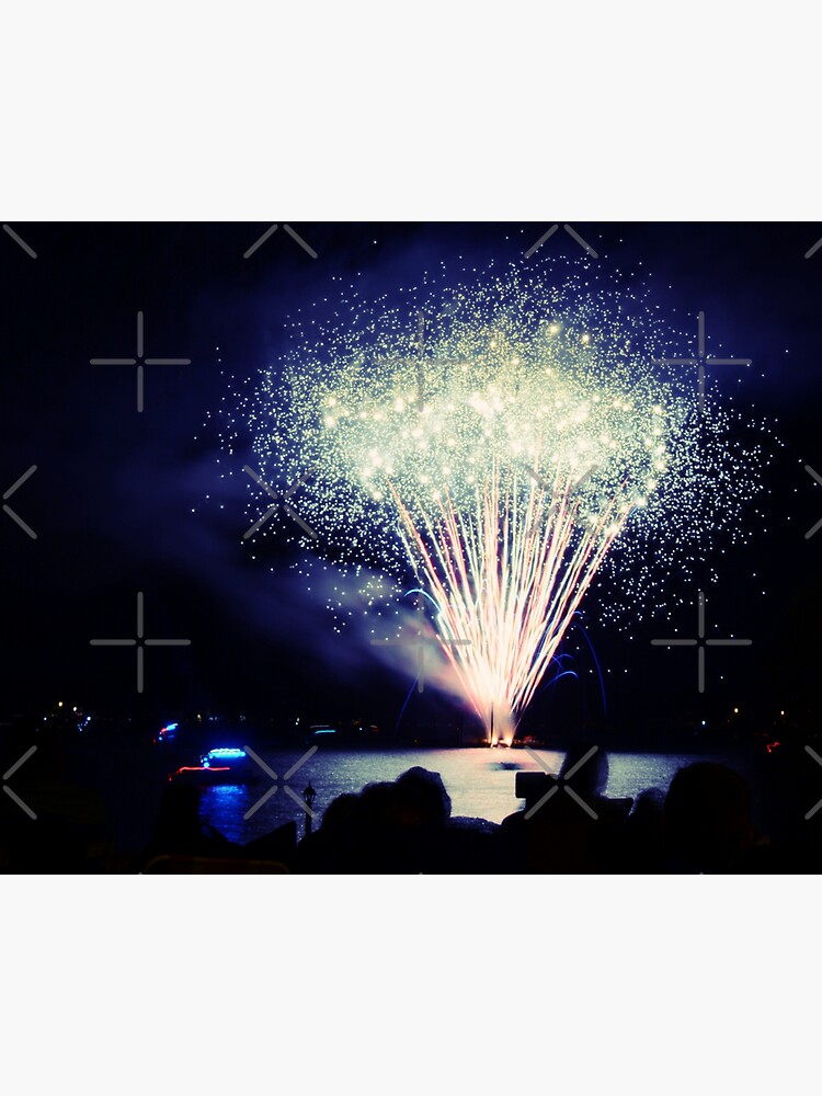 "Yellow Green Sparkling Mushroom Fireworks with Red, Blue Streaks at ...