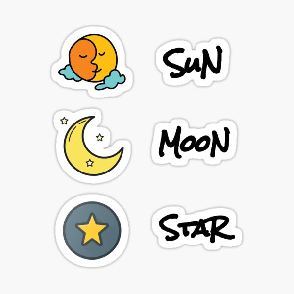 "Sun Moon And Star" Sticker by Khawnjai | Redbubble