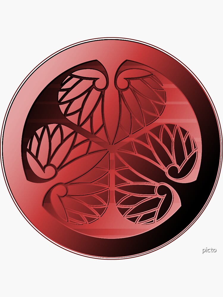 "Japanese Hollyhock Flower/Maruni Mitsu(ba) Aoi Kamon [Emblem/Crest] " Sticker for Sale by picto ...
