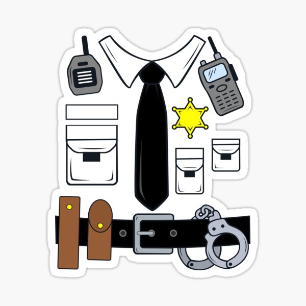 "Cop Uniform Costume Policeman Kids Police Sheriff Men Women " Sticker ...