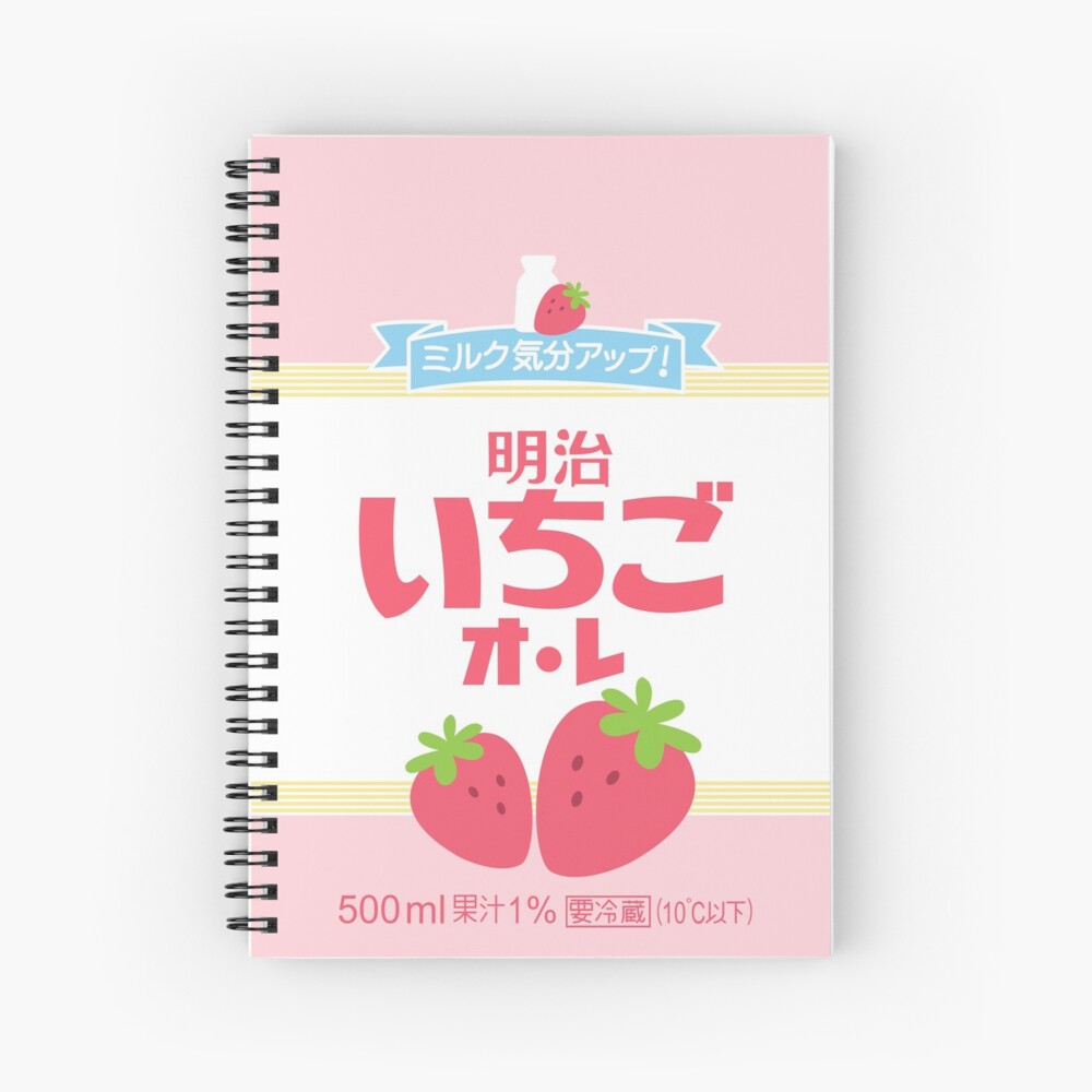 "Kawaii Aesthetic Strawberry Milk" Spiral Notebook for Sale by ...