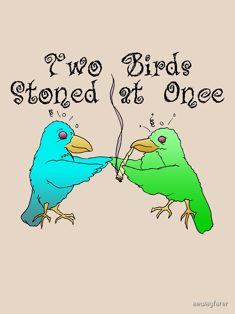 "Two Birds Stoned at Once" T-shirt by aewayfarer | Redbubble