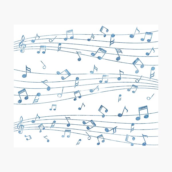 "Watercolor Blue Music Notes" Photographic Print by Primroaddesigns ...