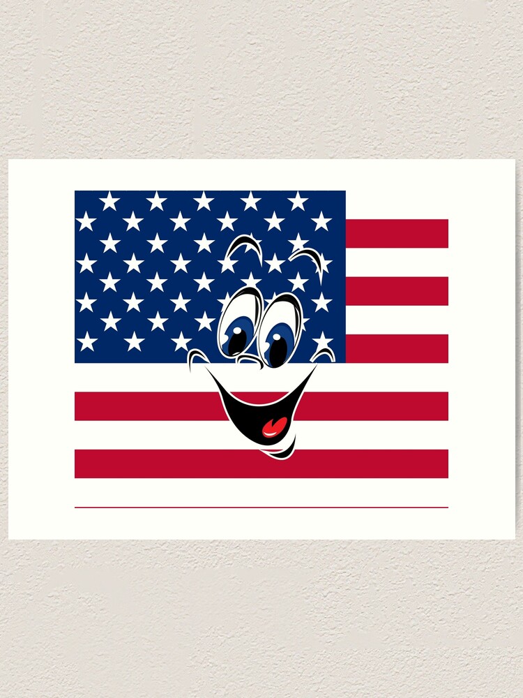 "USA Flag Happy Smiley Face Emoticon " Art Print by CroDesign | Redbubble