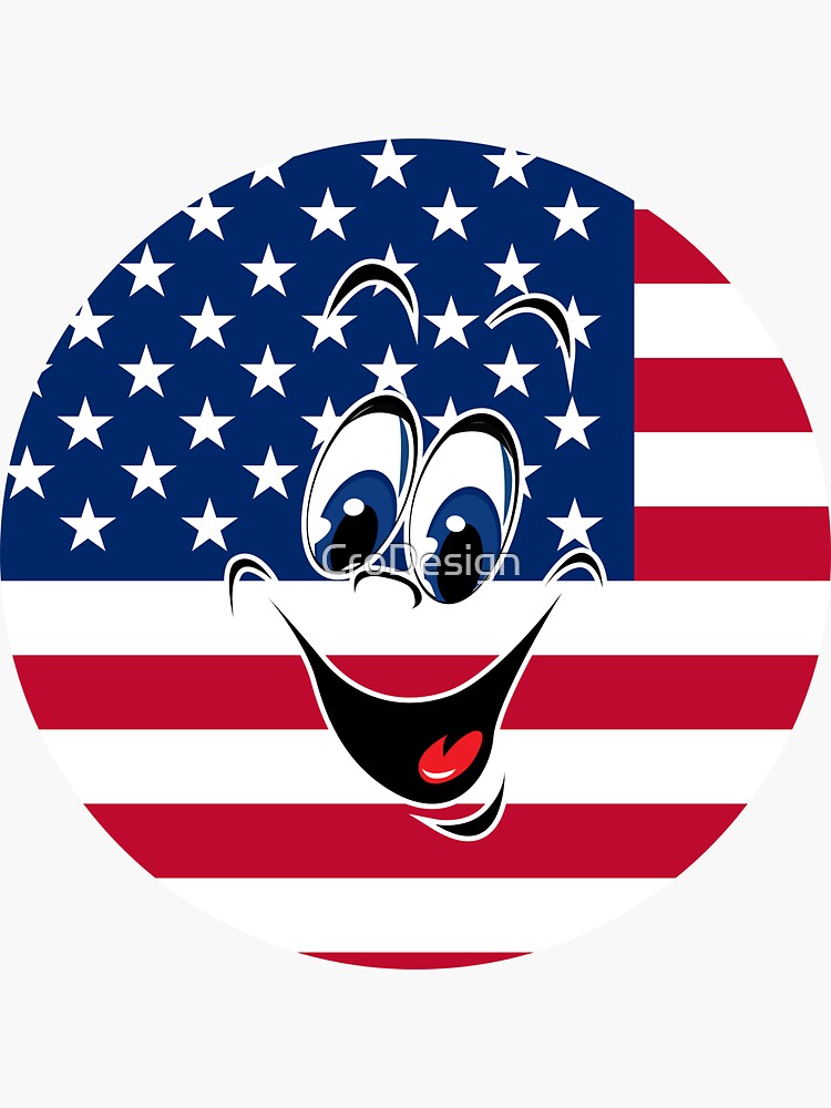 "USA Flagge Happy Smiley Gesicht Emoticon" Sticker von CroDesign ...