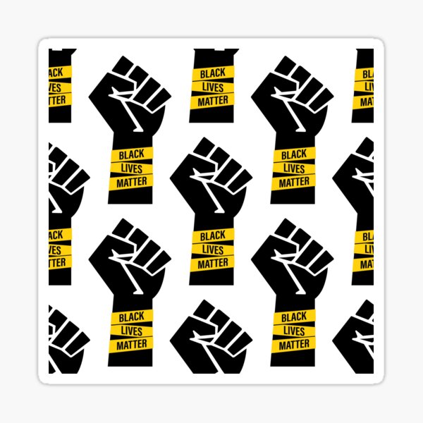 "Black Lives Matter movement, clenched fist and text" Sticker for Sale ...