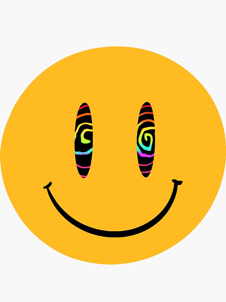 "have a good trip - trippy smiley face" Sticker by juliabessen | Redbubble