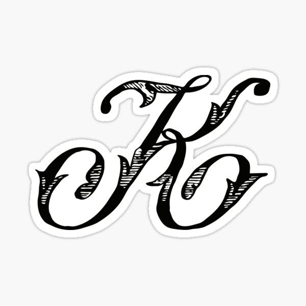 "Vintage Stylish Black and White Monogram Letter K" Sticker for Sale by ...