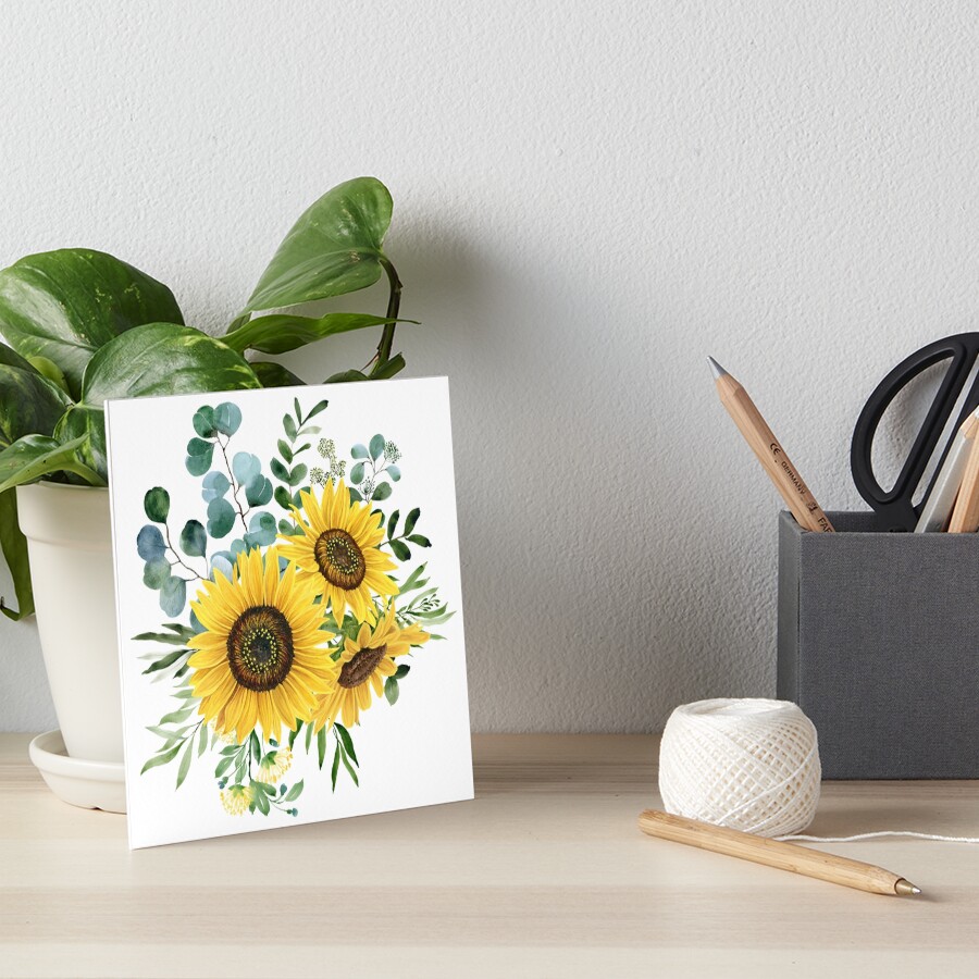 "Sunflower and Eucalyptus " Poster for Sale by BlushPearls | Redbubble