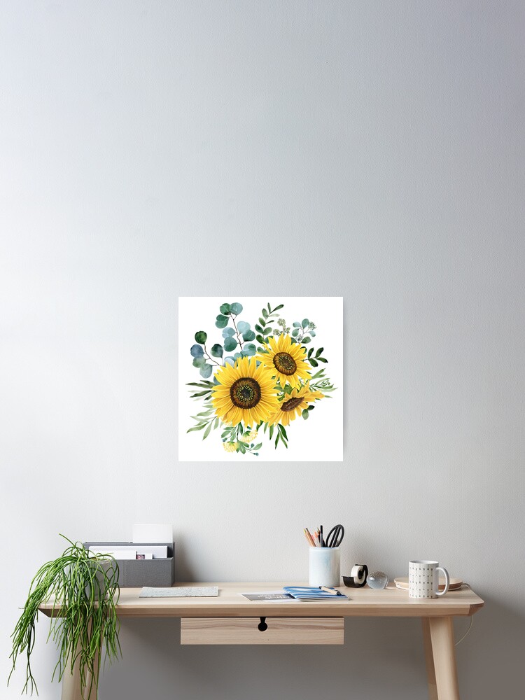 "Sunflower and Eucalyptus " Poster for Sale by BlushPearls | Redbubble