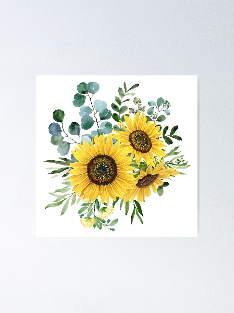 "Sunflower and Eucalyptus " Poster for Sale by BlushPearls | Redbubble